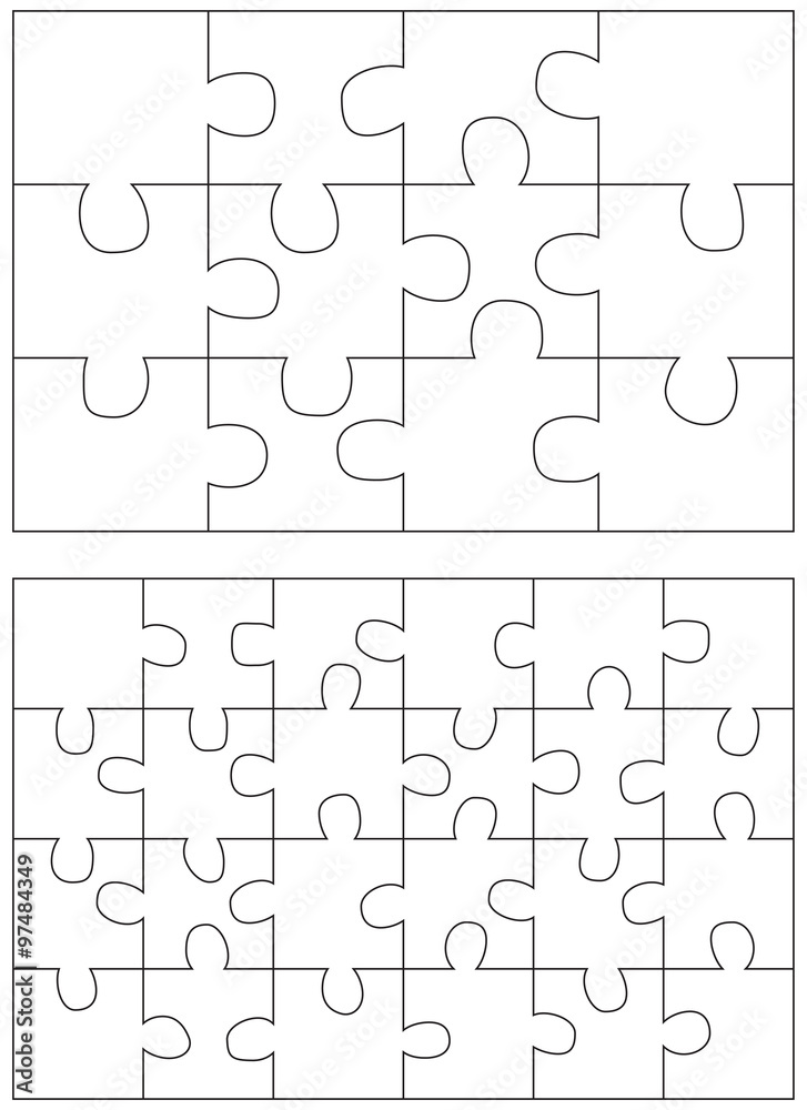Jigsaw Puzzle Templates. Set of puzzle 12, 24 Stock Vector | Adobe Stock