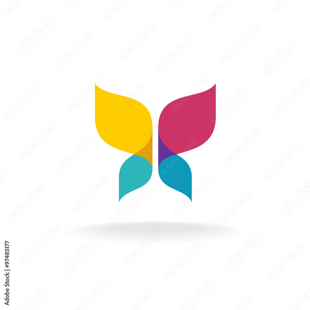 Colorful butterfly logo. Overlay transparent sheets style. Stock Vector ...