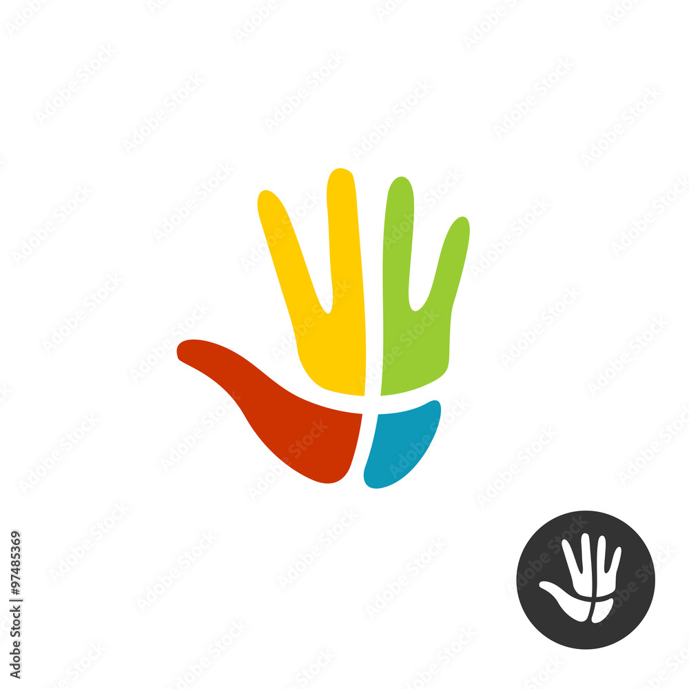 Hand with cross religion logo. People faith diversity concept. Stock ...