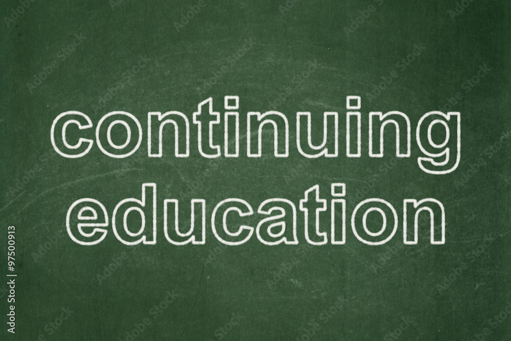 Studying concept: Continuing Education on chalkboard background Stock ...