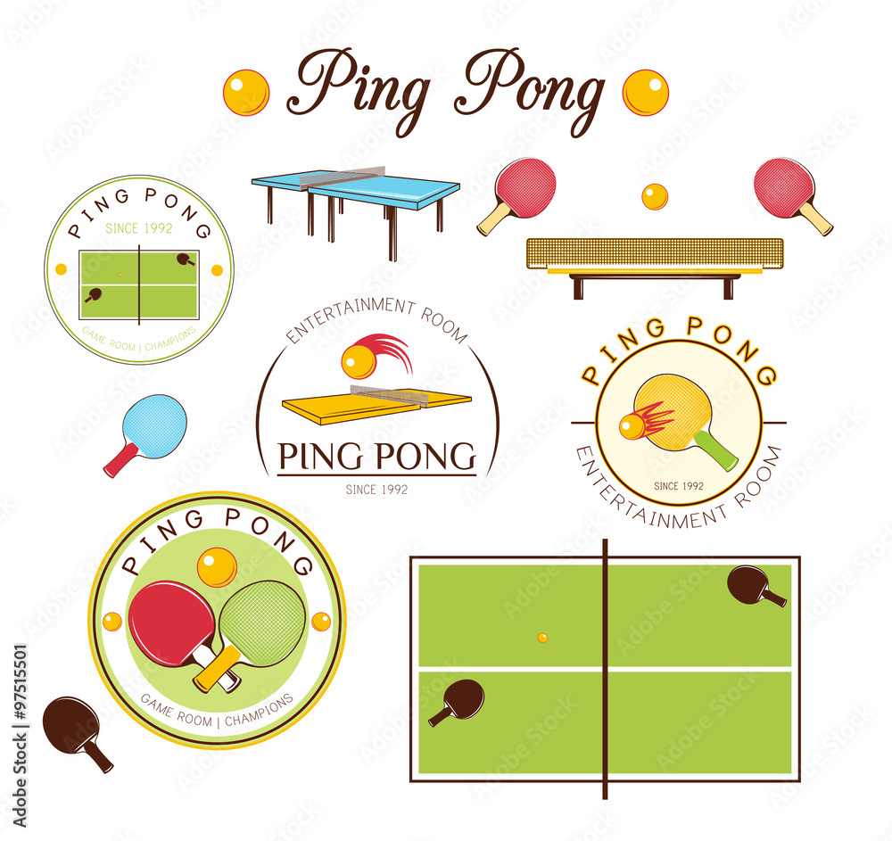 Ping Pong Labels Set. Vector Illustration Stock-Illustration | Adobe Stock