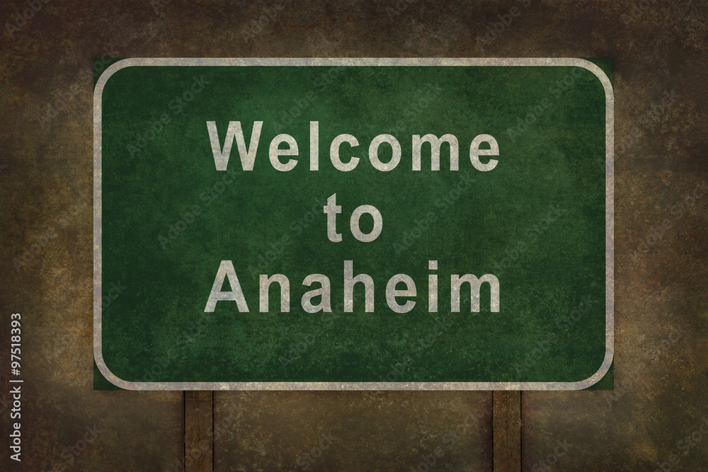 Welcome to Anaheim, roadside sign illustration Stock Illustration ...