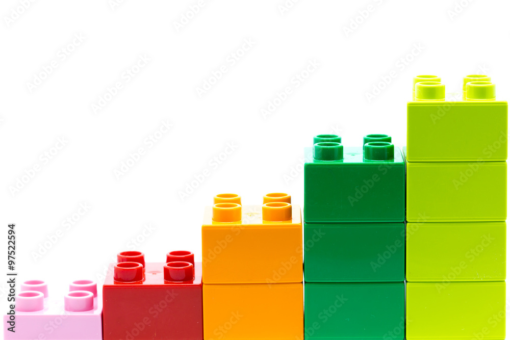 Lego graph of lego bricks isolated on a white background. Stock Photo ...
