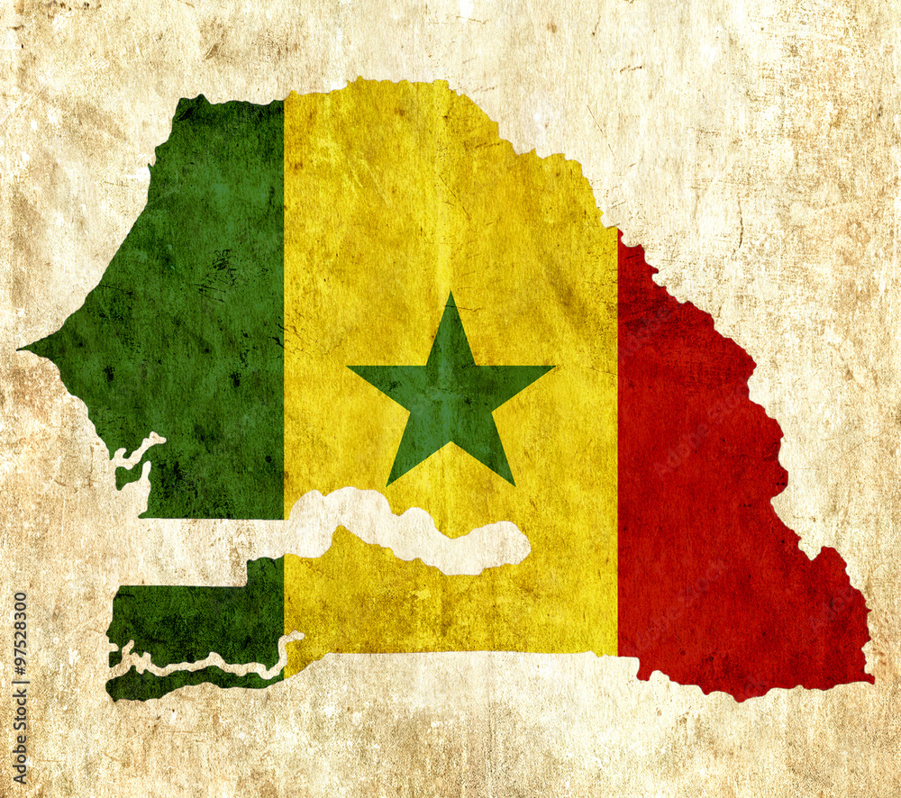 Vintage paper map of Senegal Stock Illustration | Adobe Stock