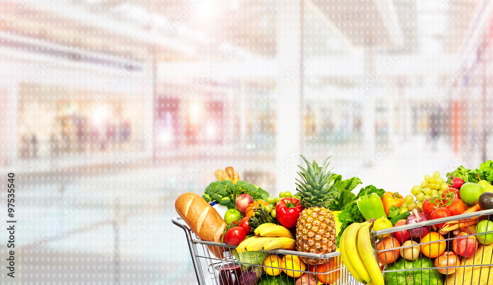 Grocery shopping cart. Stock Photo | Adobe Stock