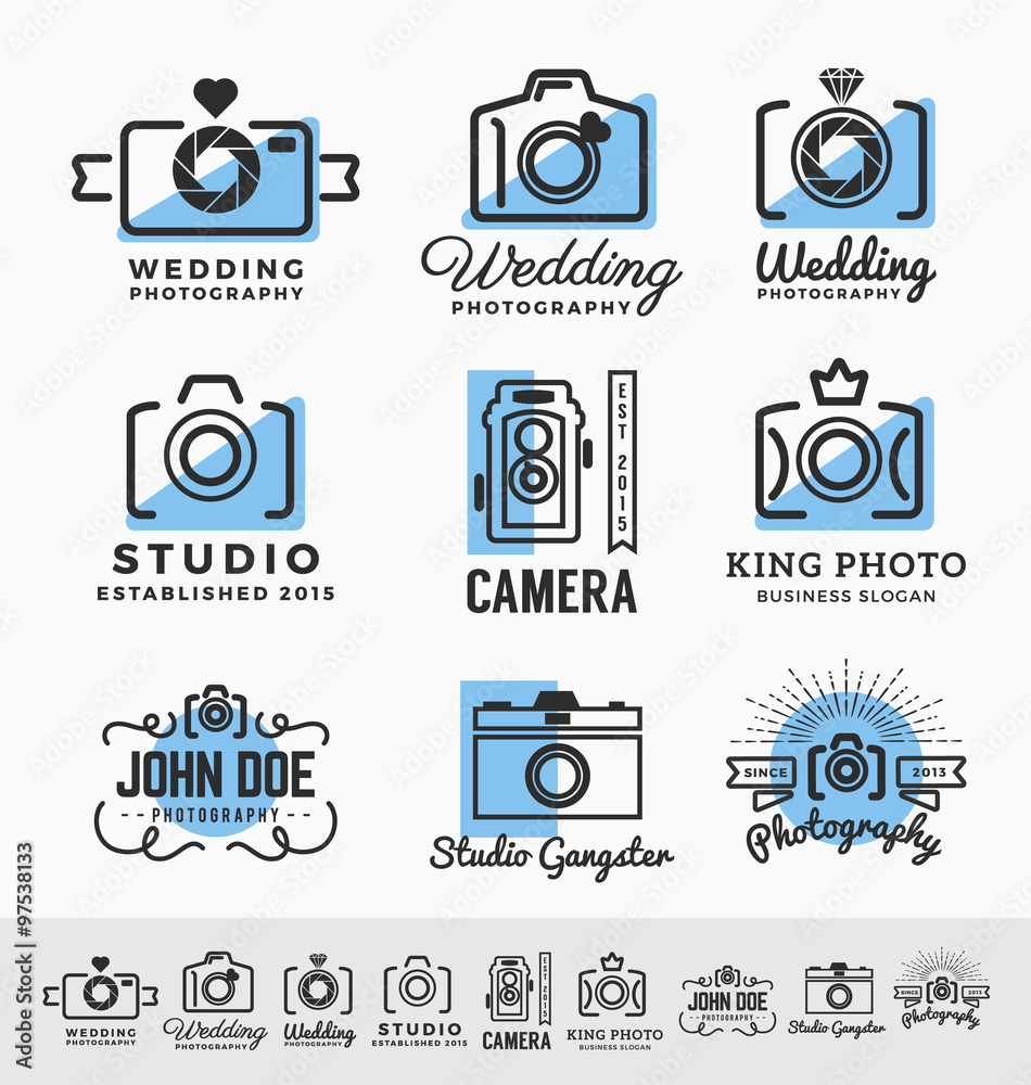 Set of photography and camera service logo insignia design. vector ...