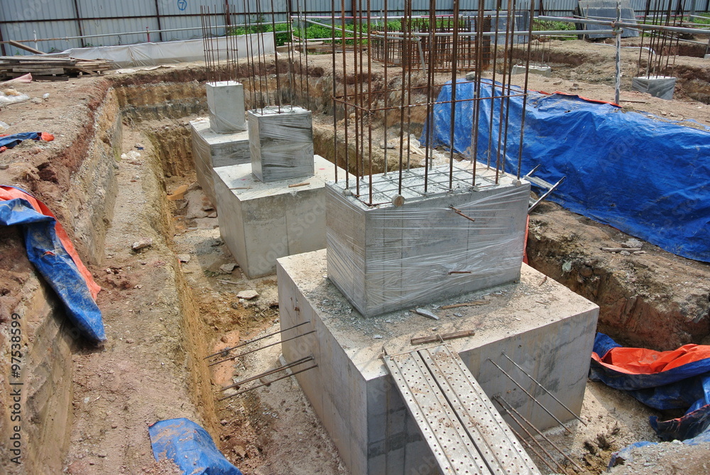 Concrete Pile Cap Casted At The Construction Site Stock Photo Adobe Stock