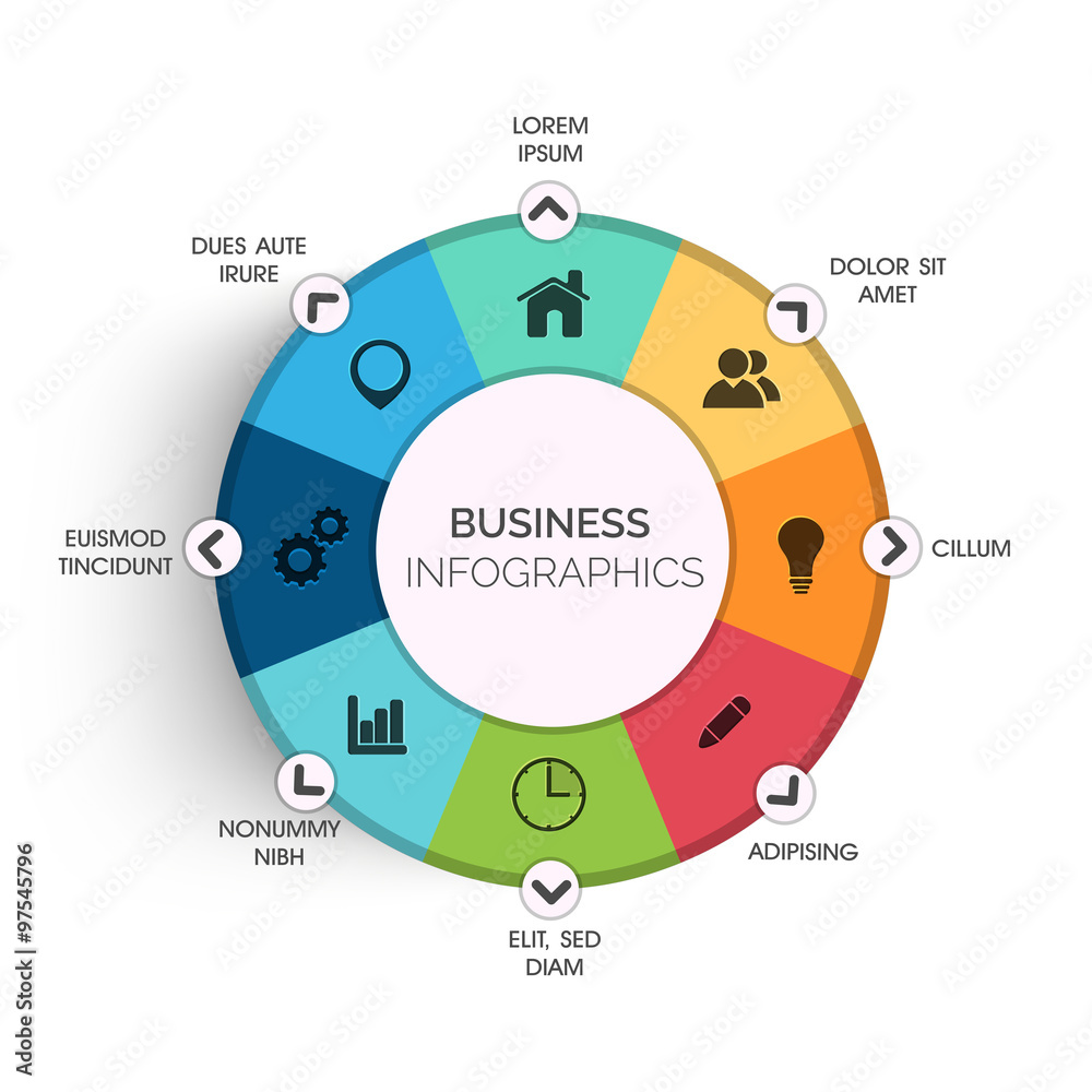 Colorful infographic circle with web symbols. Stock Vector | Adobe Stock