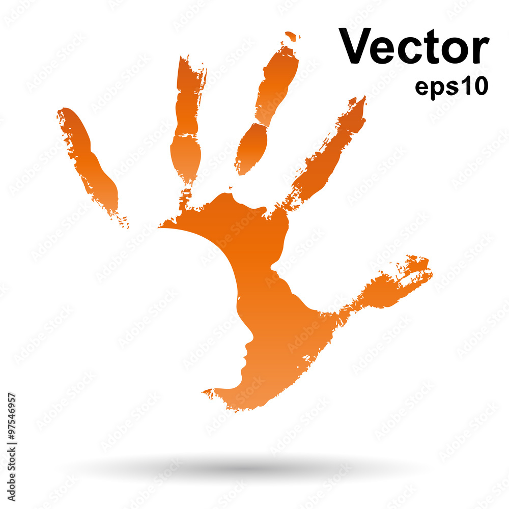 Vector conceptual abstract human child hand paint woman face Stock ...