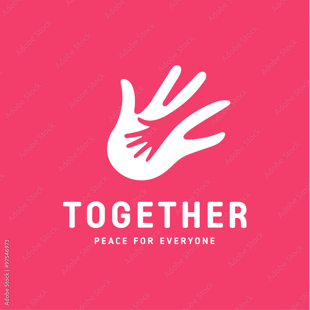 Helping Hand adult and children logo icon charity help pin shape Stock ...