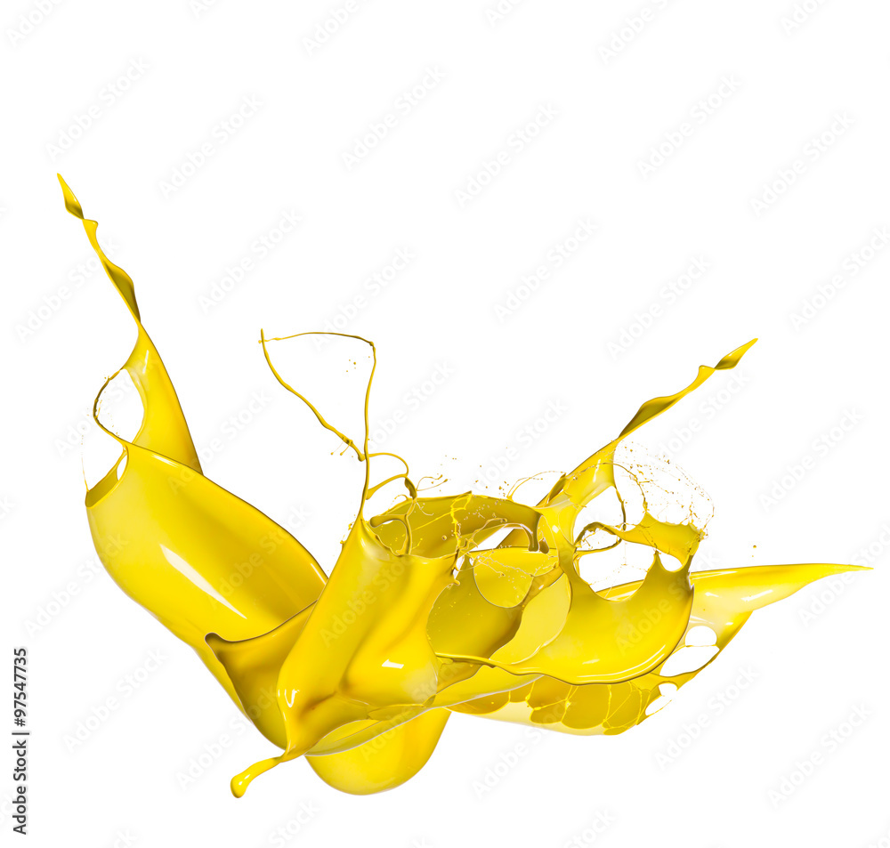 Shot of yellow paint splash, isolated on white background Stock Photo ...