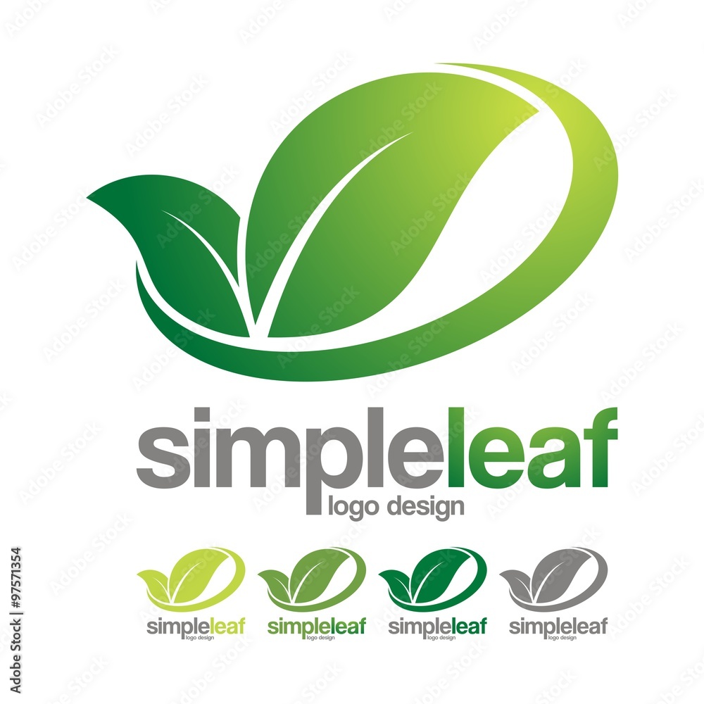 Simple Leaf Circle Design Logo Icon Stock-Vektorgrafik | Adobe Stock