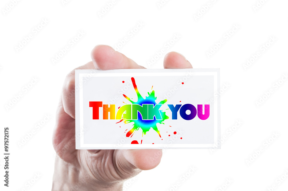 Hand holding thank you note Stock Photo | Adobe Stock