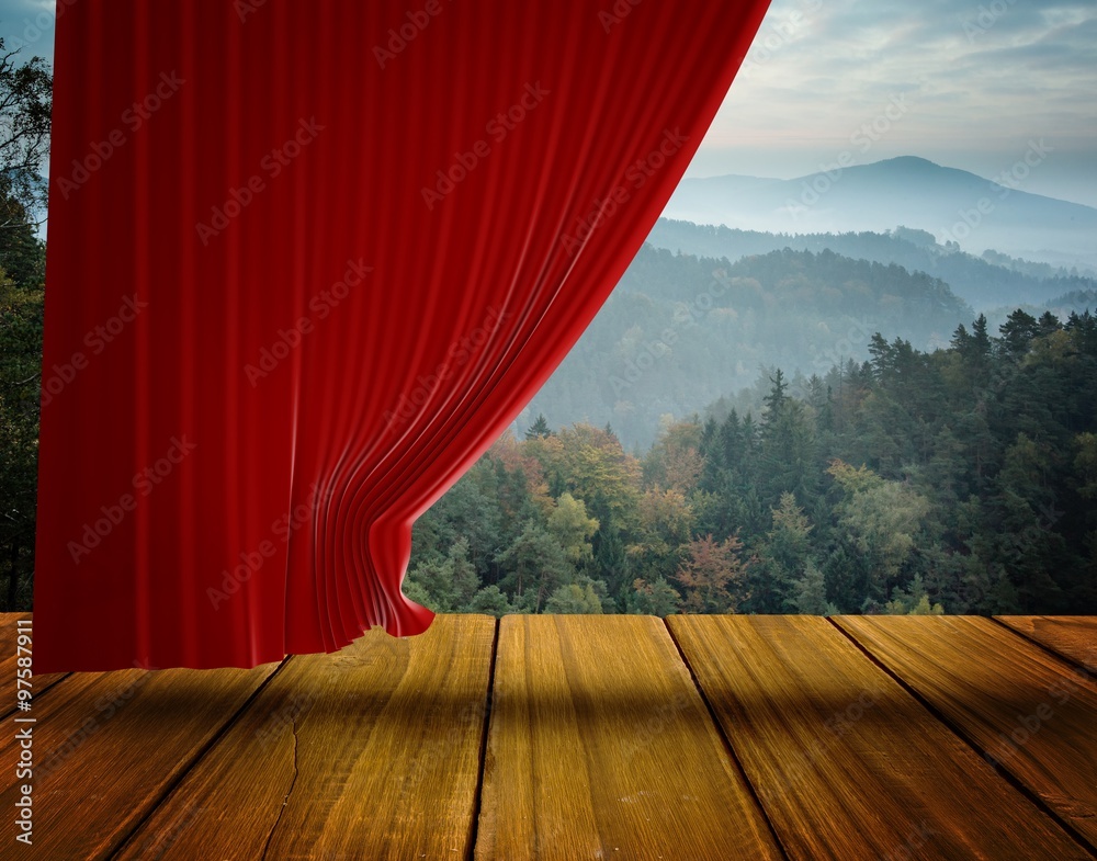 Red curtain pulling back Stock Photo | Adobe Stock