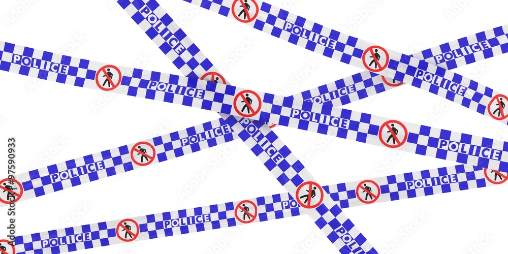 Blue and White Checkered Police No Entry Symbol Tape Background Stock ...