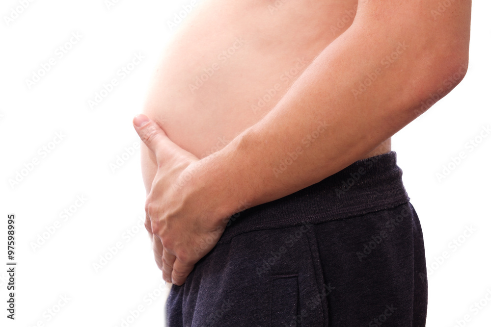großer dicker Männer Bauch - isoliert Stock-Foto | Adobe Stock