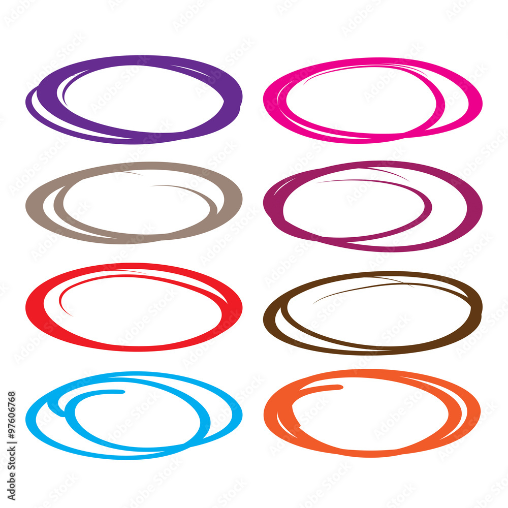 Large collection of various color oval, highlight circle, red pen drawn ...