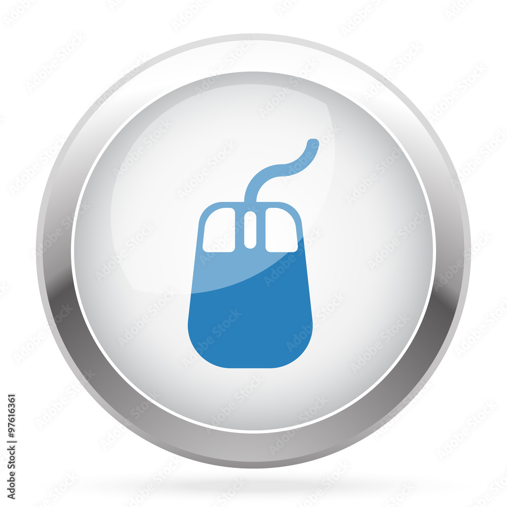 Blue Mouse icon on white glossy chrome app button Stock Vector | Adobe ...