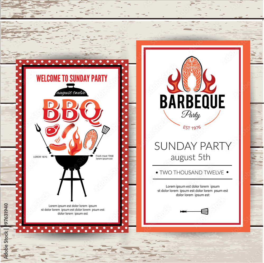 Barbecue party invitation. BBQ brochure menu design. Stock Vector ...