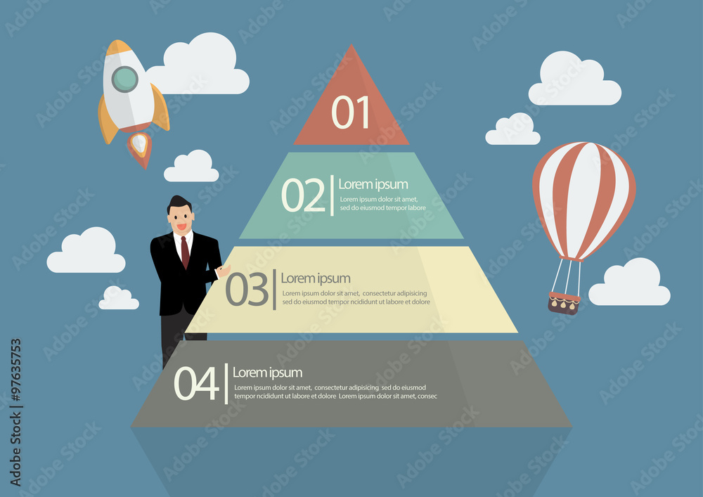 Businessman presenting the Pyramid Chart Infographic Stock Vector ...