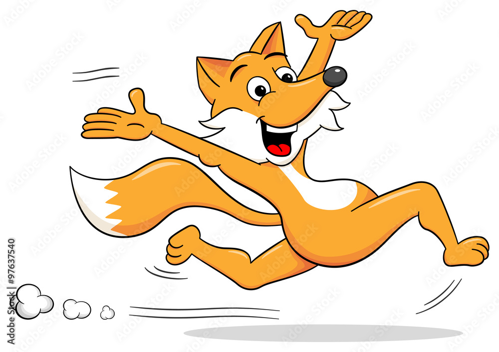 rennender Cartoon Fuchs Stock-Vektorgrafik | Adobe Stock