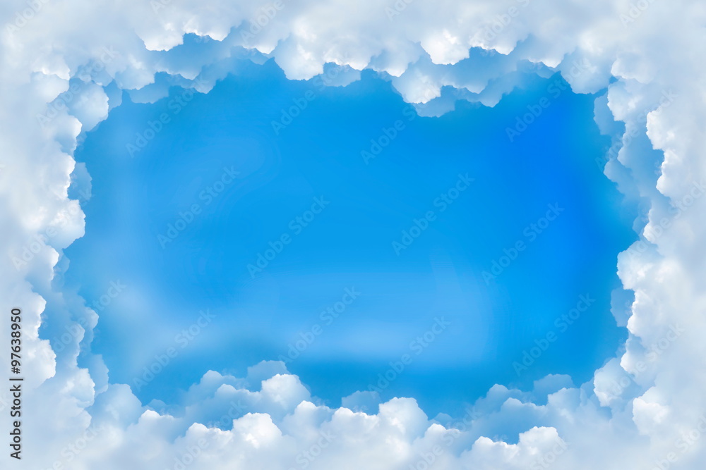 Frame Border Blue sky clouds for background Stock Illustration | Adobe ...