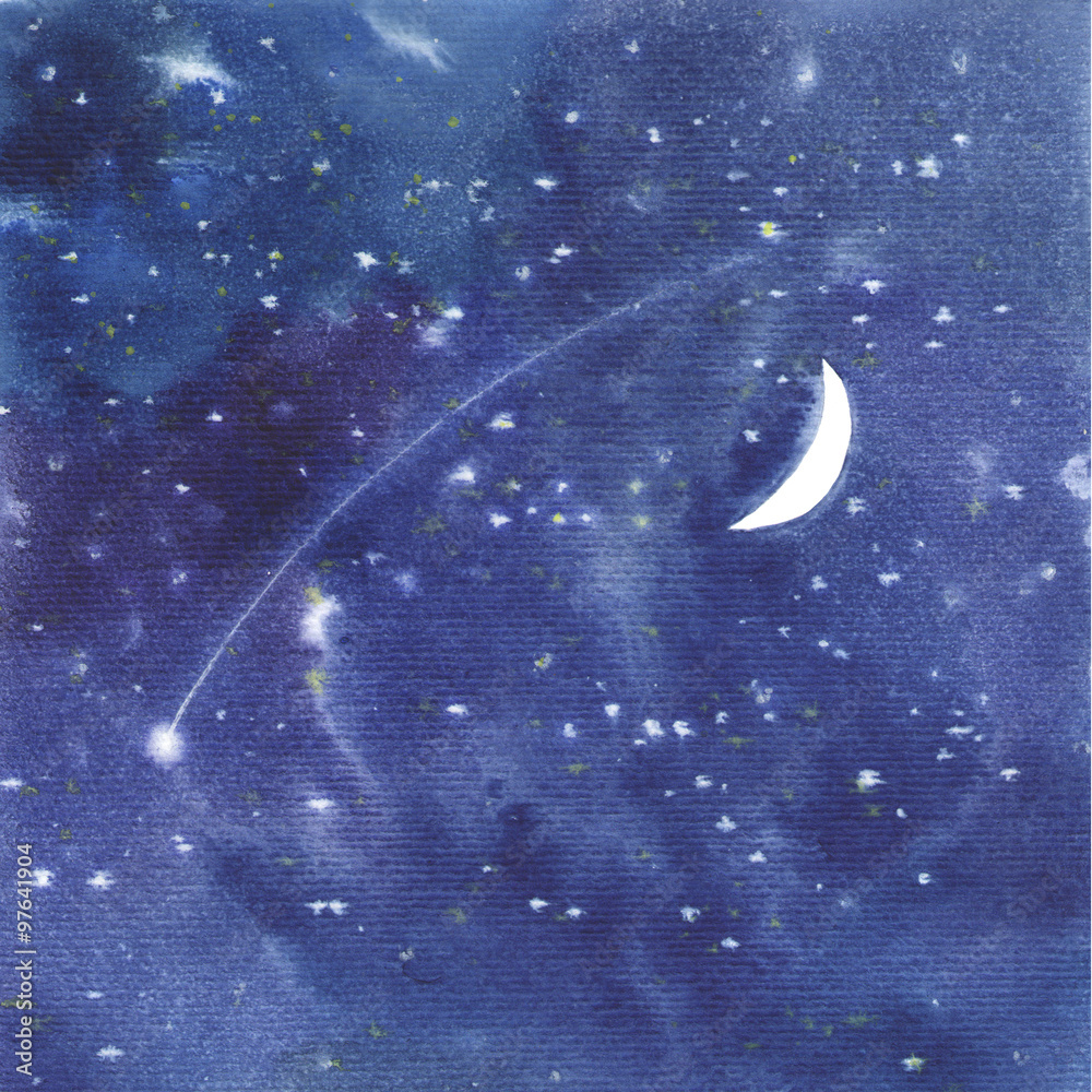 Watercolor starry sky background Stock Photo | Adobe Stock