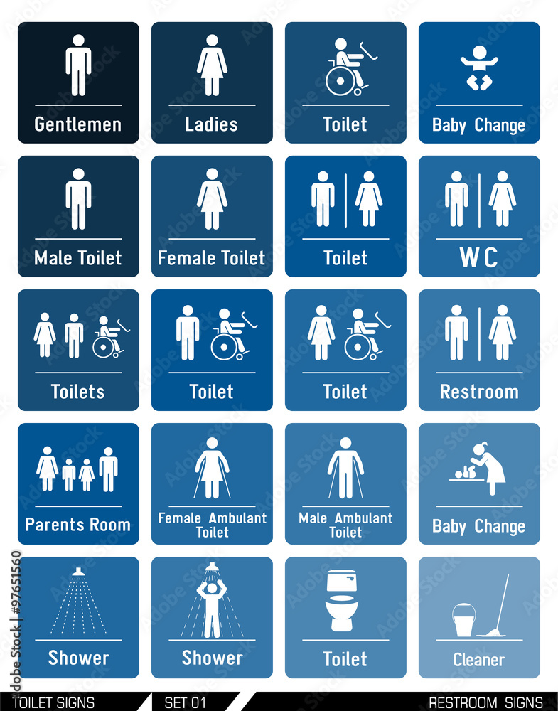 Set of toilet signs. Toilet labels. Stock Vector | Adobe Stock