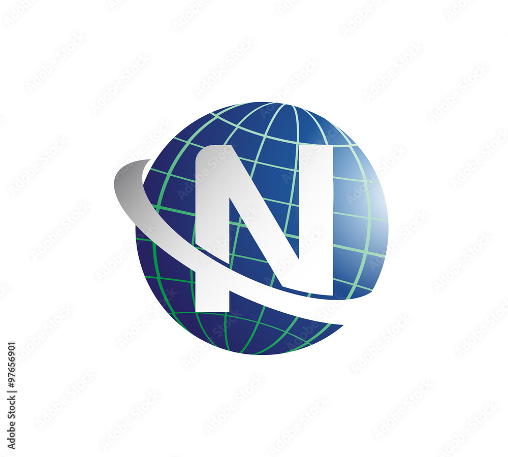 global logo with circle swoosh letter N Stock Vector | Adobe Stock