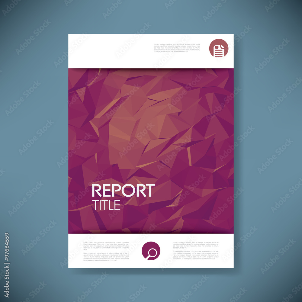 Report cover template with 3d low poly vector background. Business ...