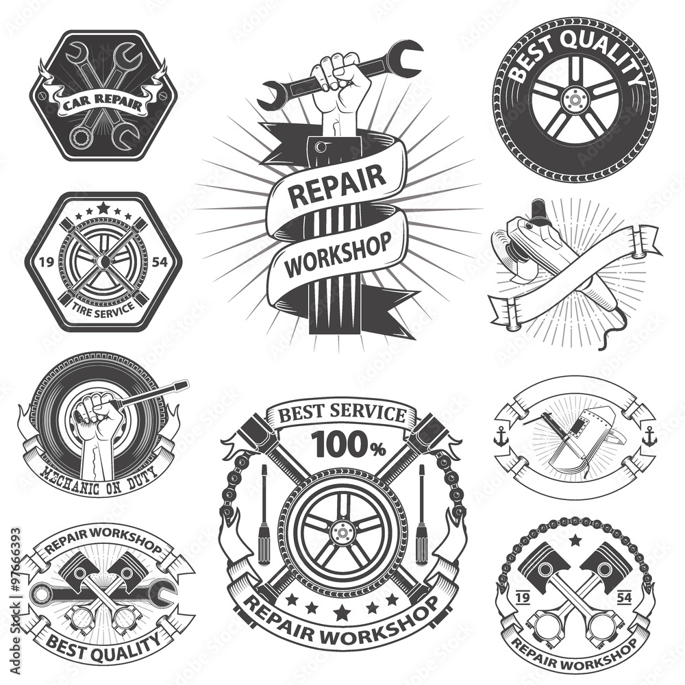 Logo for repair workshop. Emblem mechanics. Tools mechanics - open-end ...