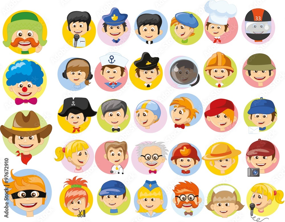 Cartoon vector characters of different professions Stock Illustration ...