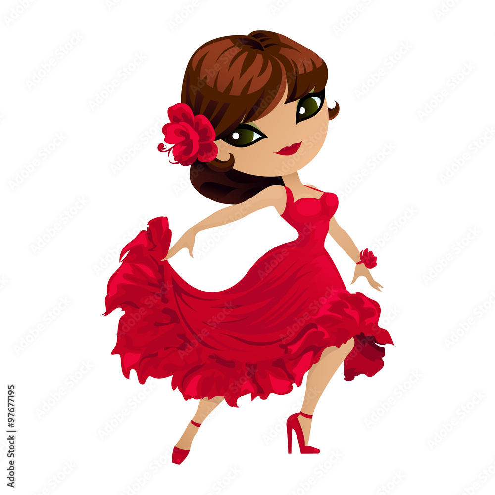 Flamenco dancer in cartoon style เวกเตอร์สต็อก | Adobe Stock