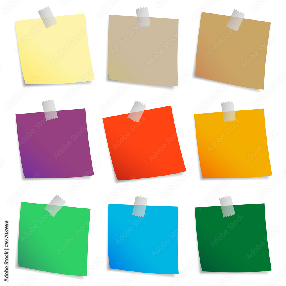 Colored set of sticky notes Stock Vector | Adobe Stock