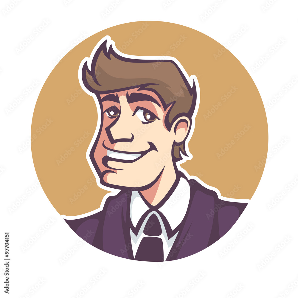 vector portrait of happy cartoon manager Stock Vector | Adobe Stock