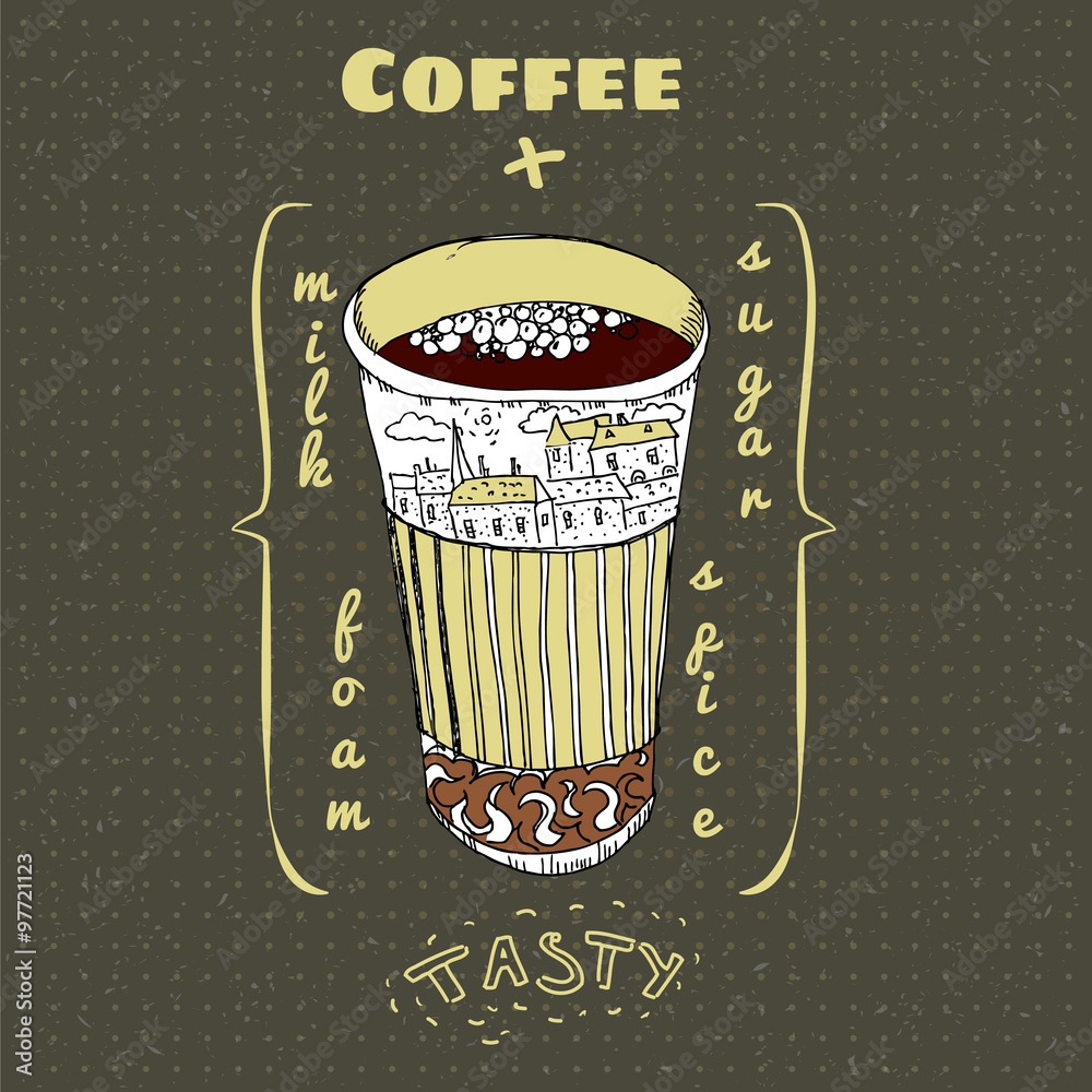 Cup of coffee, hand-drawing vector de Stock | Adobe Stock