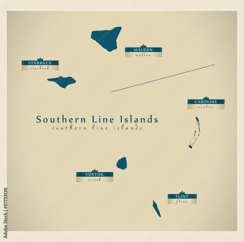 Poster Modern Map - Southern Line Islands KI – Wall Art | UkPosters