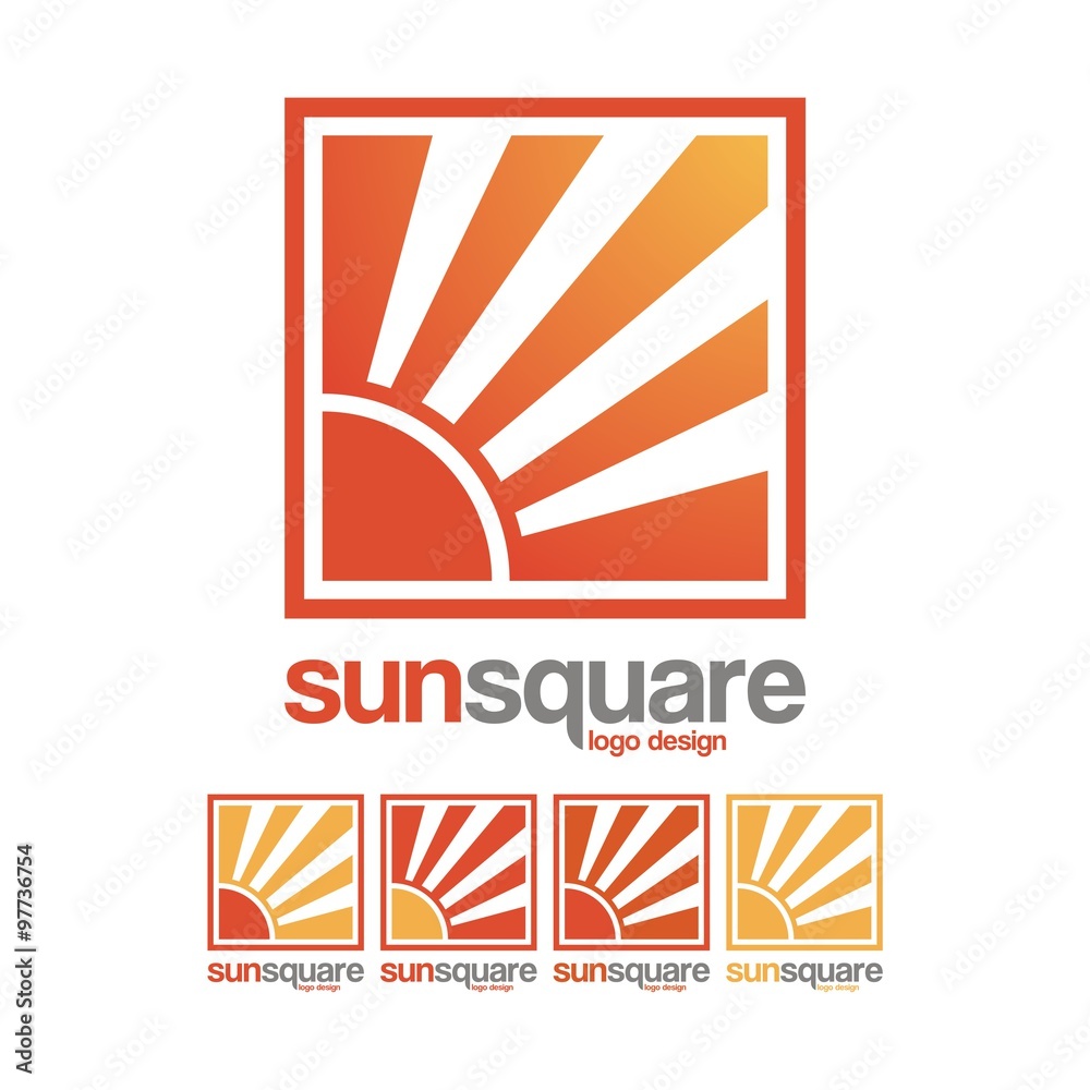 Sun Logo Square Shaped Design Vector Stock Vector | Adobe Stock