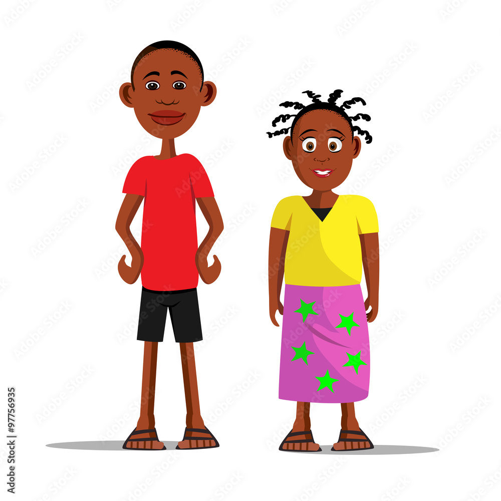 cartoon vector illustration of a brother and sister Stock Vector ...