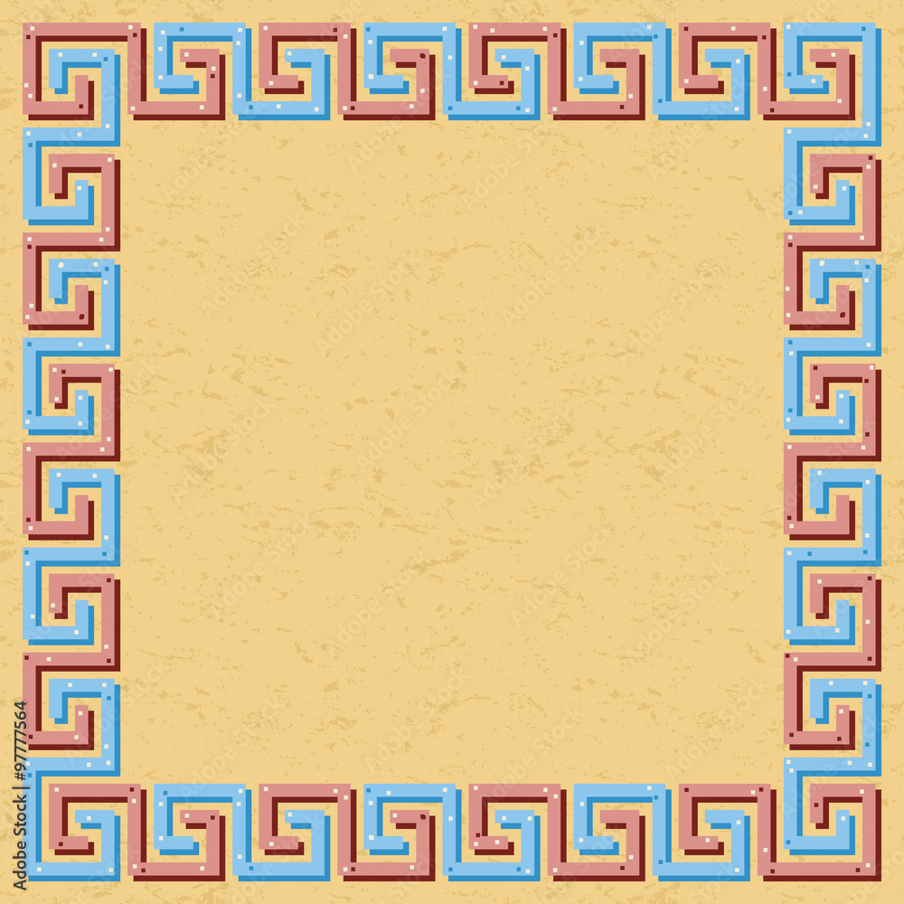 Meander border, classical motif in modern colorful style over textured ...