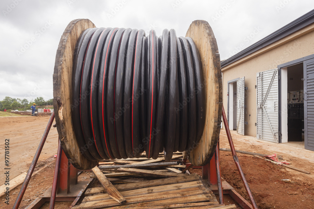 New Electrical Cable Roll outside sub station building for installation ...