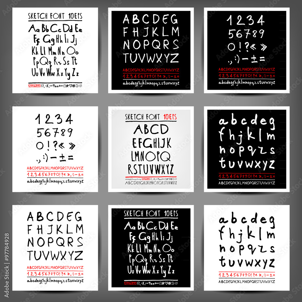 Set of vector handwritten English alphabets Stock Vector | Adobe Stock