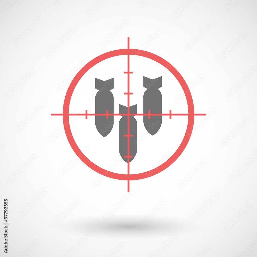 Red crosshair icon targeting three bombs falling Stock Vector | Adobe Stock