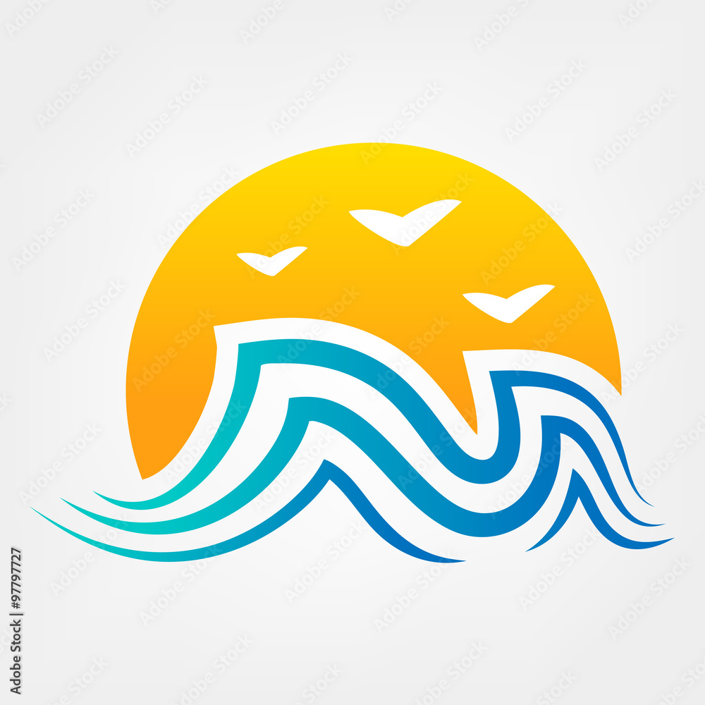 Wave and sun vector symbol Stock Vector | Adobe Stock