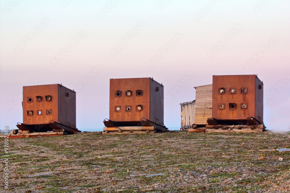 Foto de Armored bunkers for nuclear weapons testing. Atomic site on the ...