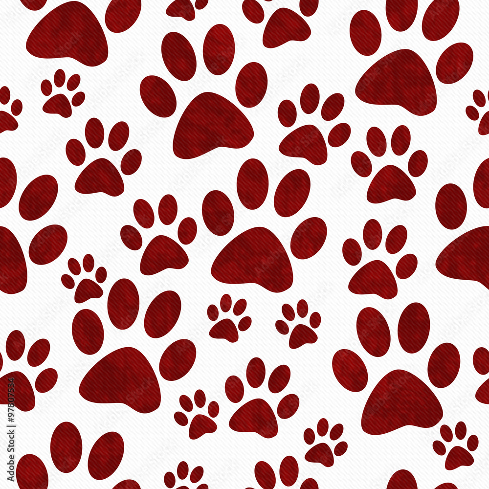 Red and White Dog Paw Prints Tile Pattern Repeat Background Stock ...