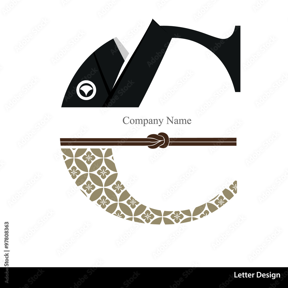 Vector of Kimono style alphabet tape C. Traditional Japanese Stock ...