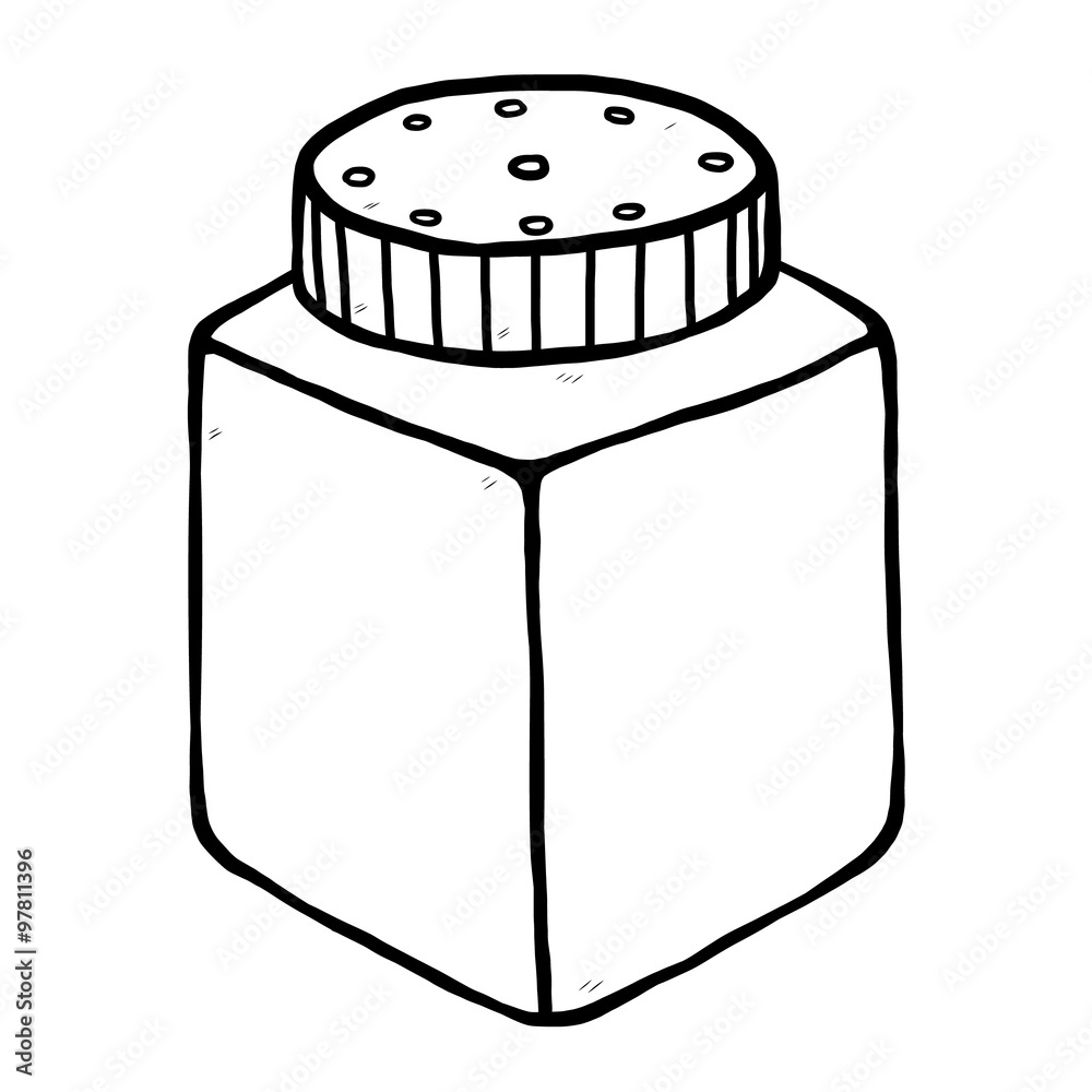powder bottle / cartoon vector and illustration, black and white, hand ...