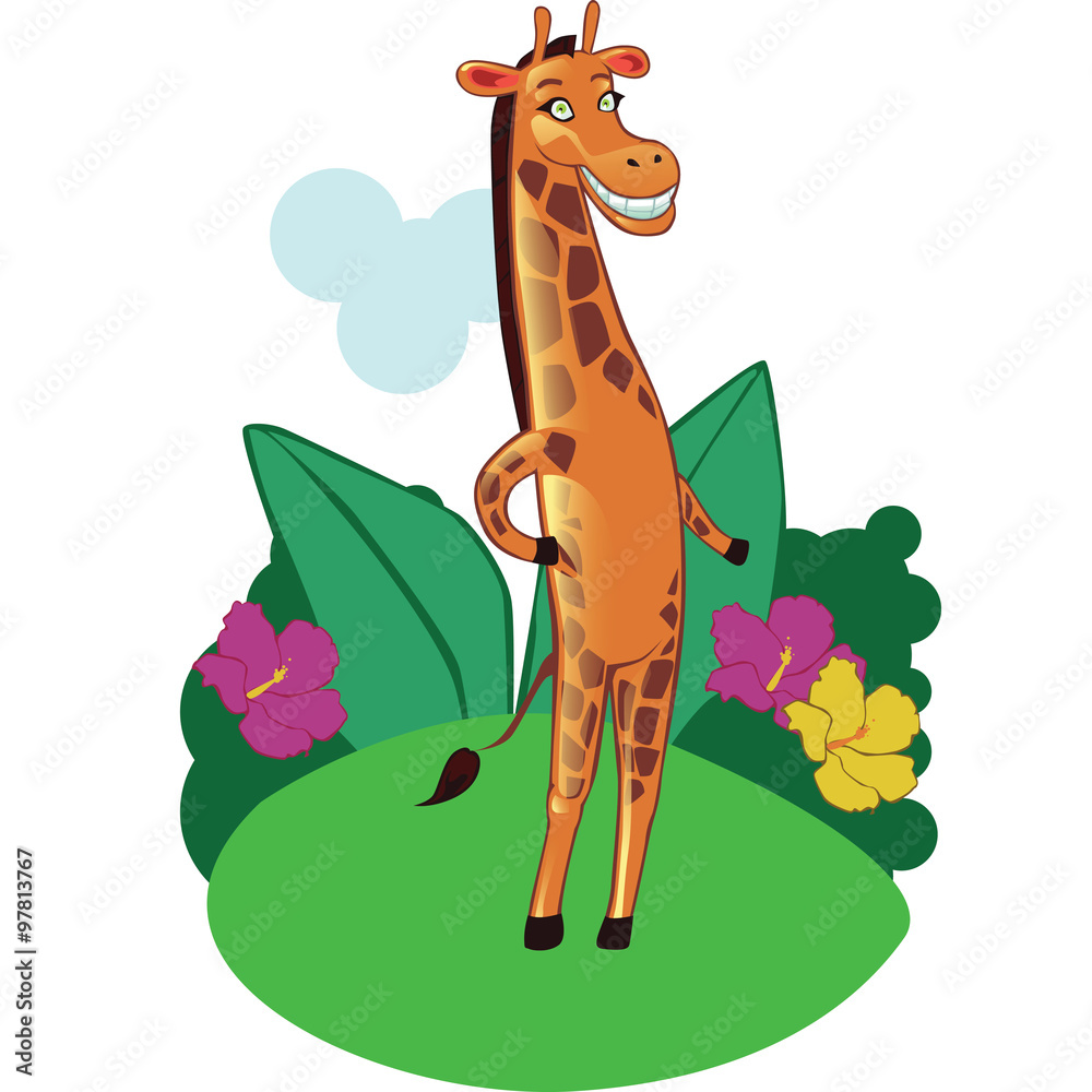 Cartoon giraffe mascot on isolated background Stock Vector | Adobe Stock
