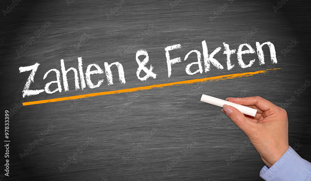 Zahlen und Fakten auf Kreidetafel mit Hand Stock Illustration | Adobe Stock